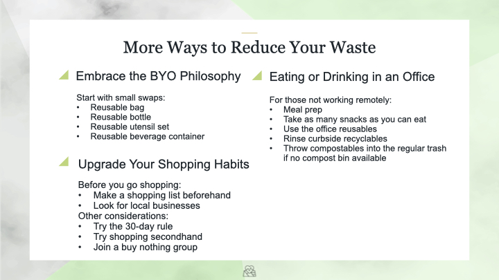 Recycling 101 and Waste Reduction Workshop: Resources – A Healthy Blueprint